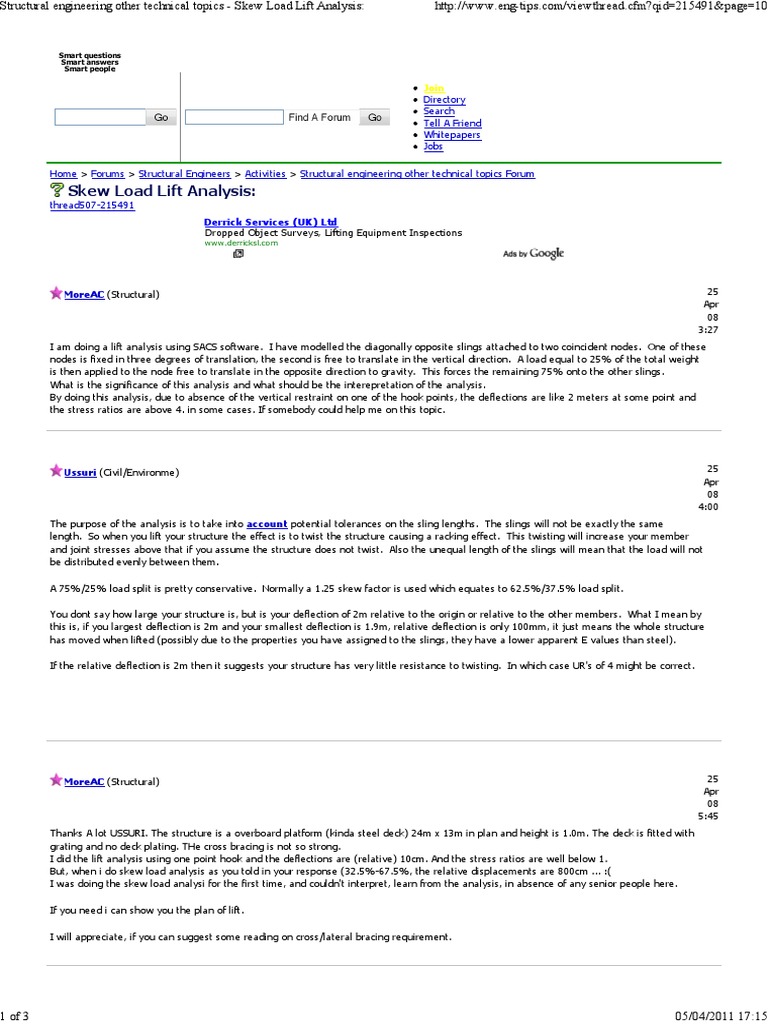 Skew Load Lift Analysis | PDF | Lift (Force) | Structural Engineering