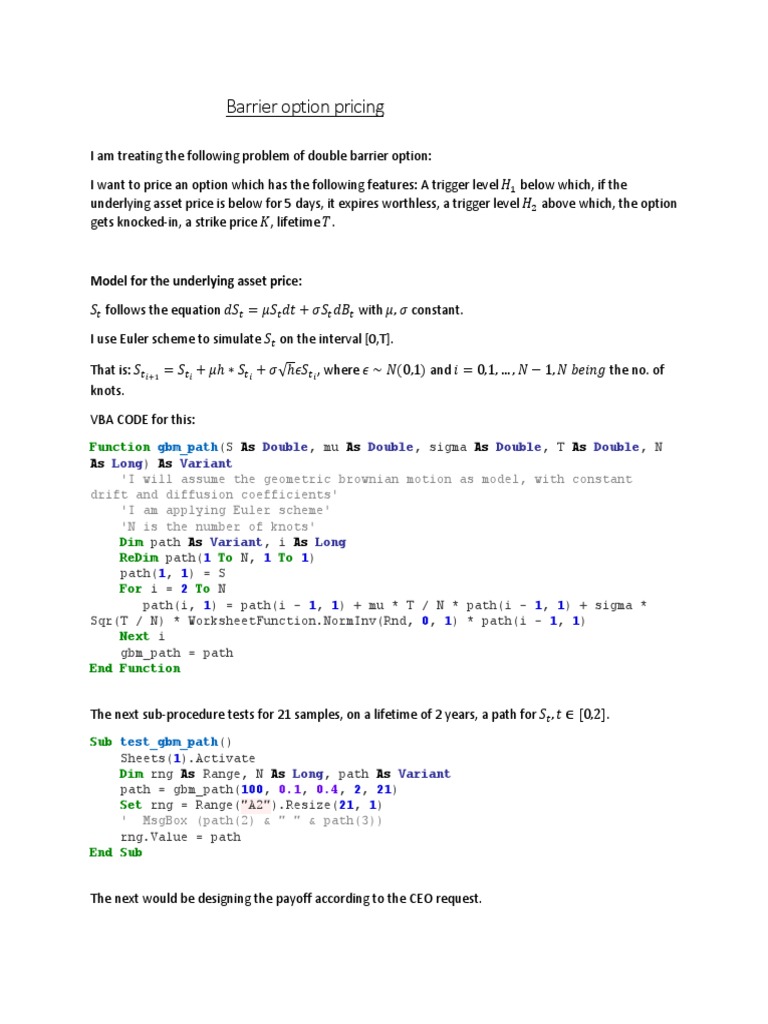 Advanced Barrier Option Pricing | PDF | Option (Finance) | Analysis