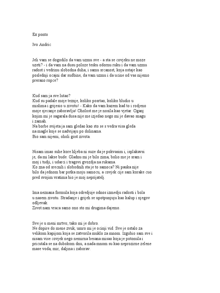 Ivo Andrić - Ex Ponto PDF | PDF