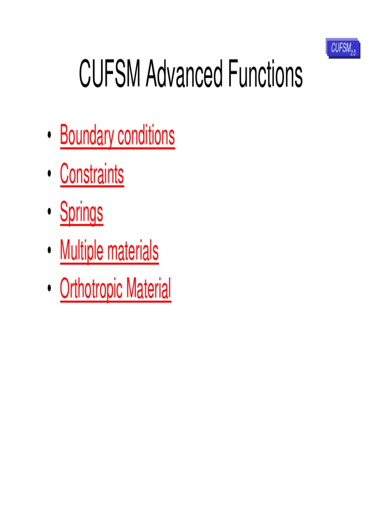Cufsm Advanced Functions | PDF | Buckling | Bending