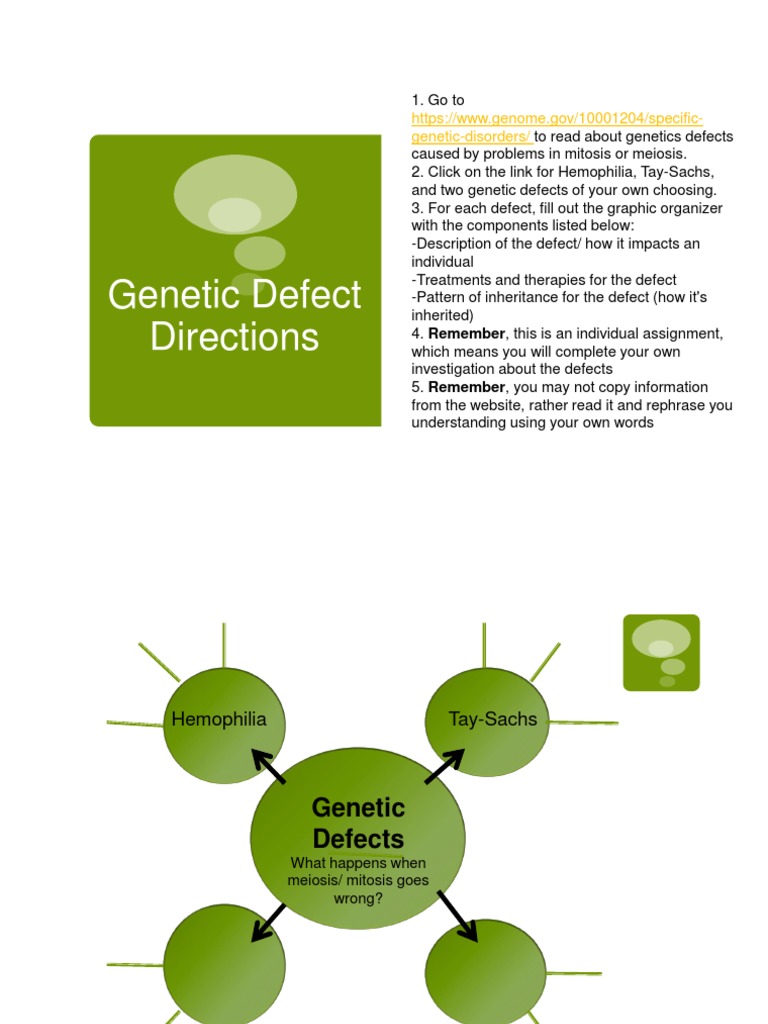 Graphic Organizer Genetic Defect Fill in | Genetic Disorder | Haemophilia