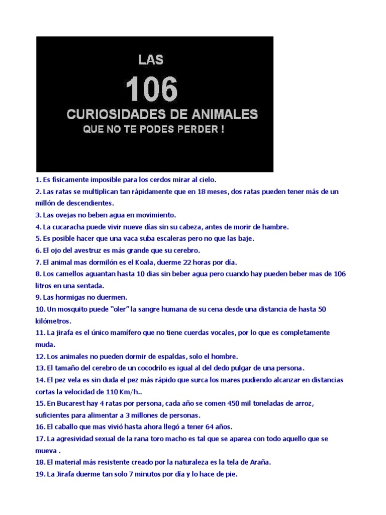 Datos curiosos sobre animales | PDF | Gatos | Perros