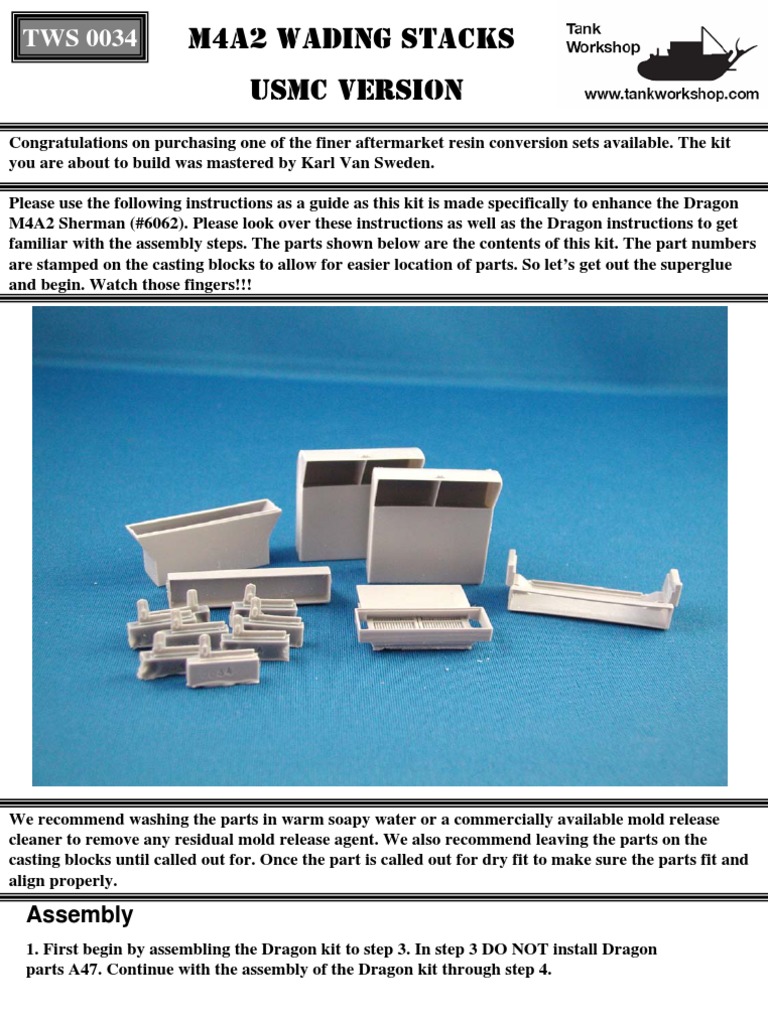 M4A2 Wading Stacks Usmc Version: Assembly | PDF | Vehicles
