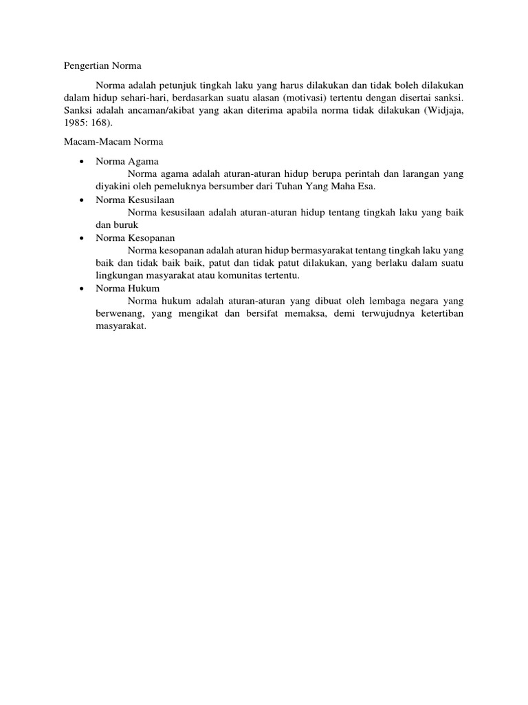 Definisi dan Macam-Macam Norma | PDF