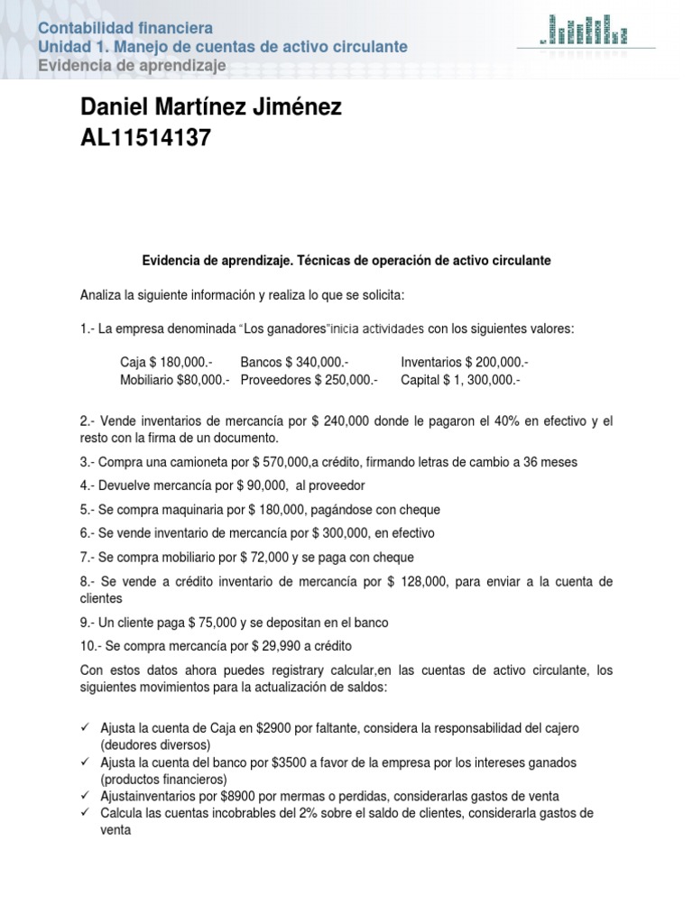 GCNF U1 Ea | Descargar gratis PDF | Bancos | Contabilidad financiera