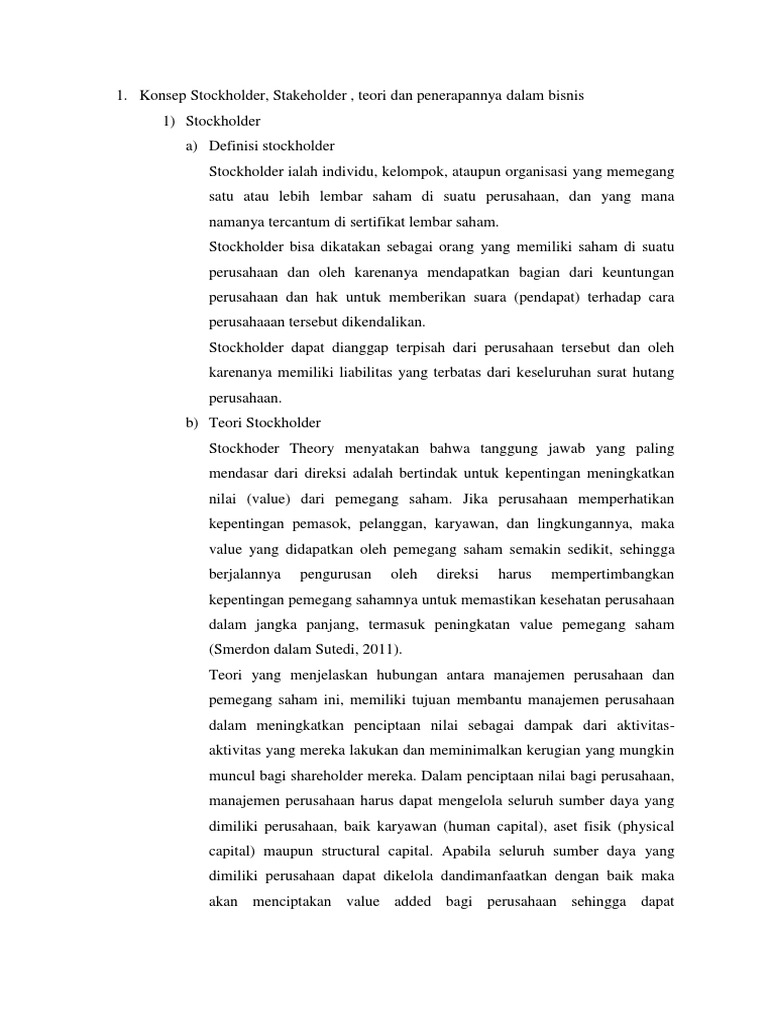 Stakeholder Dan Stockholder Tugas 3 | PDF | Karier & Perkembangan