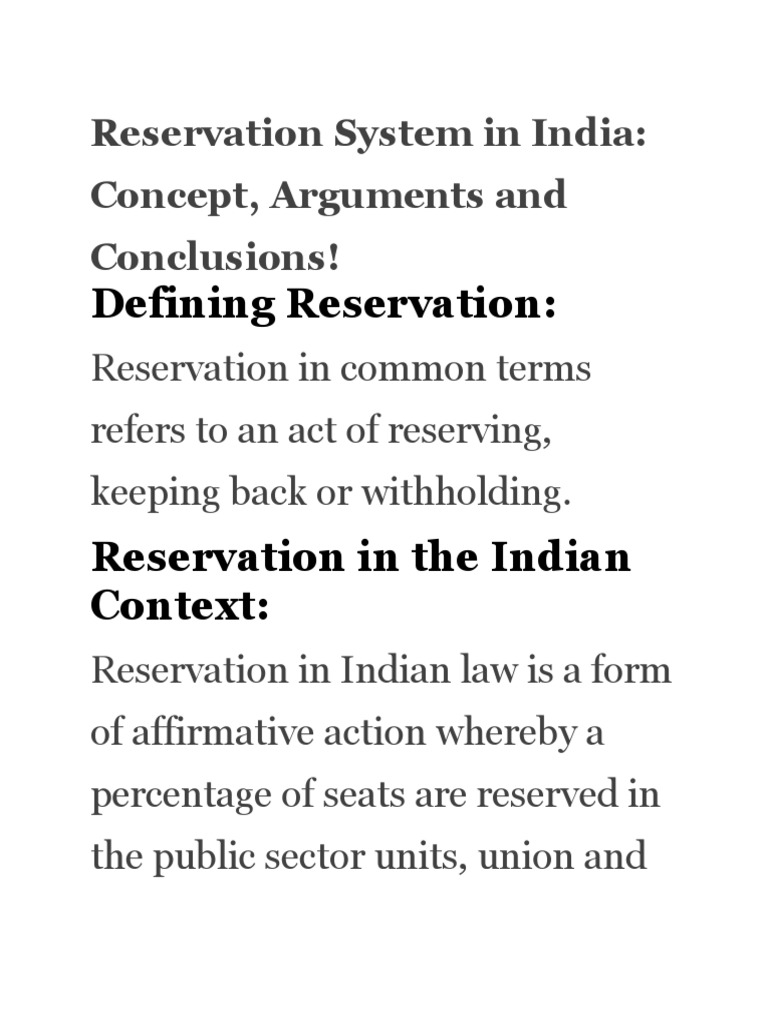 Reservation System in India | PDF | Government Of India | Justice