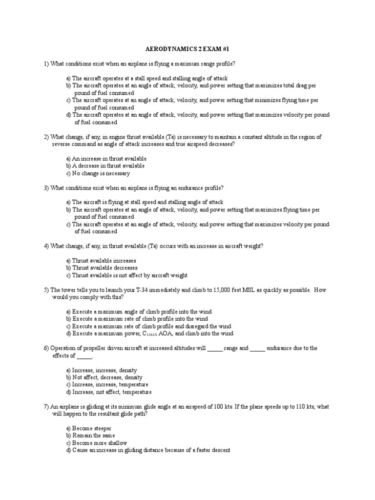 Aerodynamics 2 Exam #1 | PDF | Flight Control Surfaces | Stall (Fluid ...