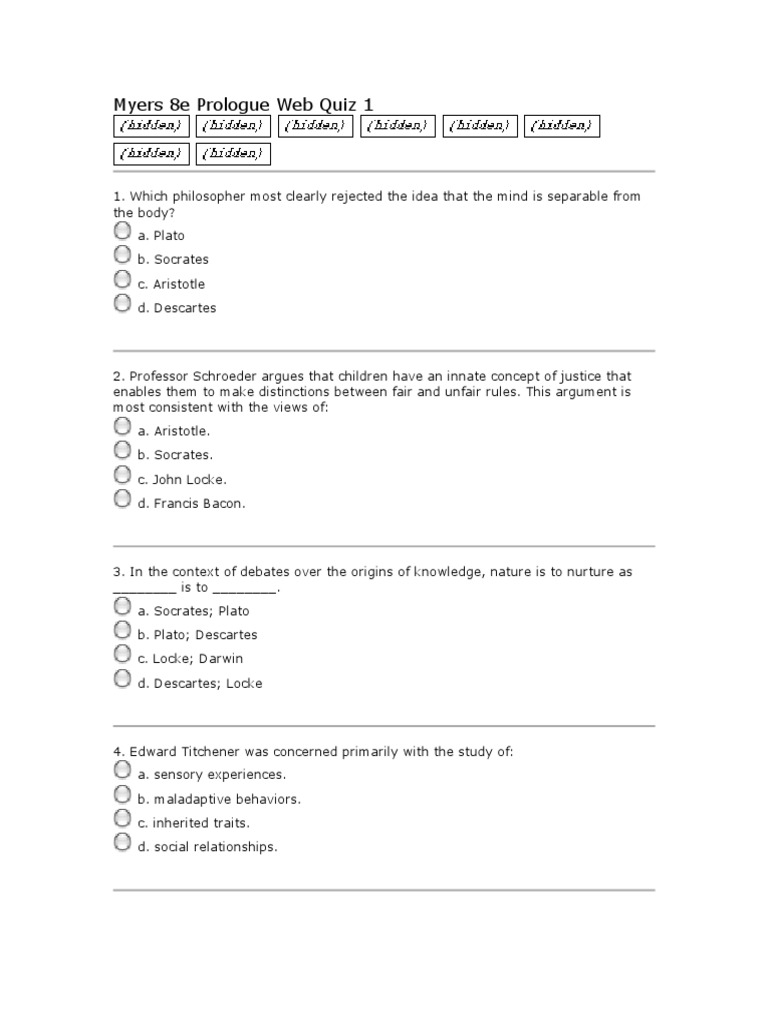 Psychology Origins and Perspectives Quiz | PDF | Psychology | Cognition