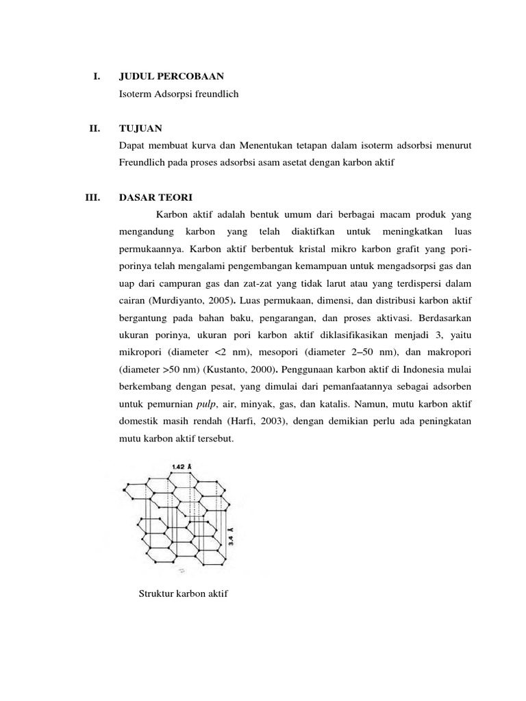 Laporan Praktikum Isoterm Freundlich | PDF