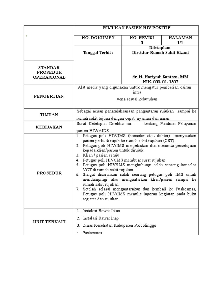 001 Spo Rujukan Pasien Hiv | PDF