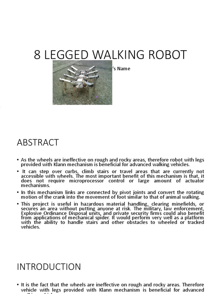 Eight-Legged Robot Using Klann Mechanism | PDF | Gear | Aluminium