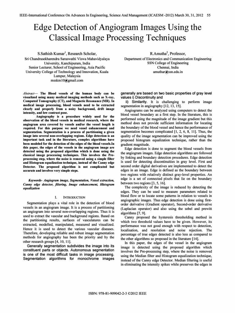 2012-C4-Edge Detection of Angiogram Images PDF | PDF | Image ...