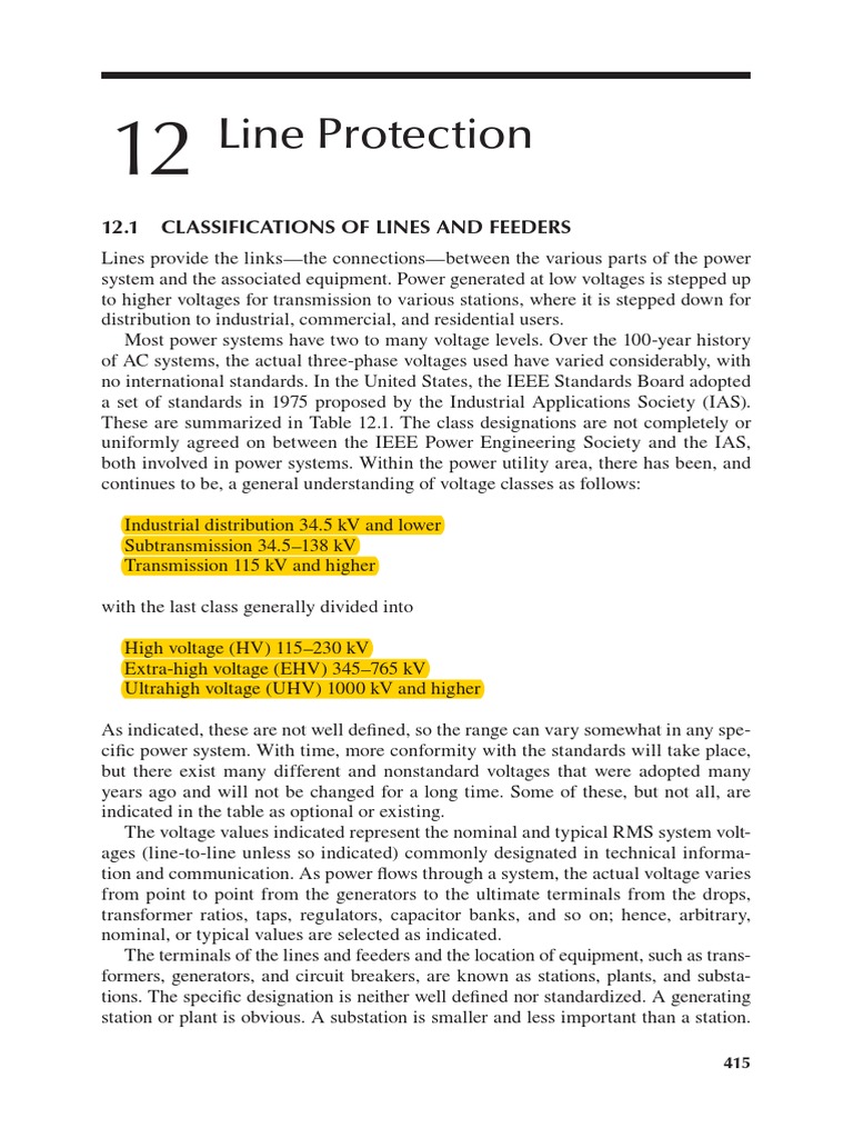 Line Protection: 12.1 Classifications of Lines and Feeders | PDF ...