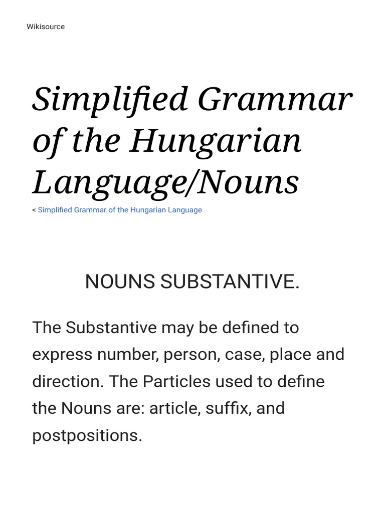 Simplified Grammar of The Hungarian Language - Nouns | PDF ...