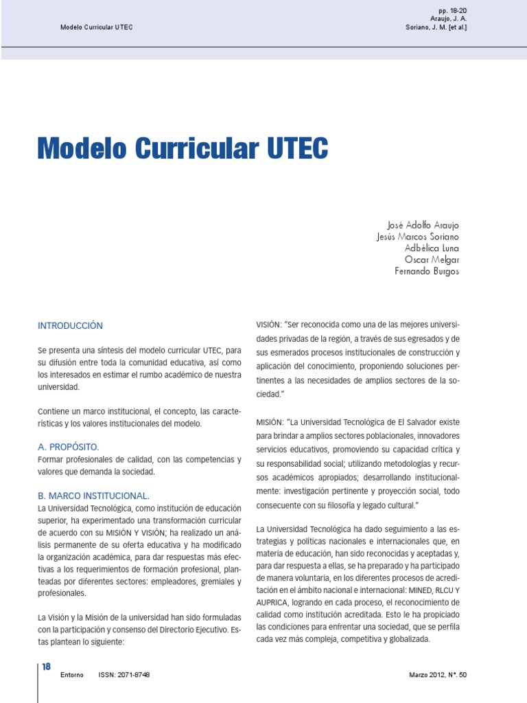 Modelo Curricular Utec | PDF | Plan de estudios | Evaluación