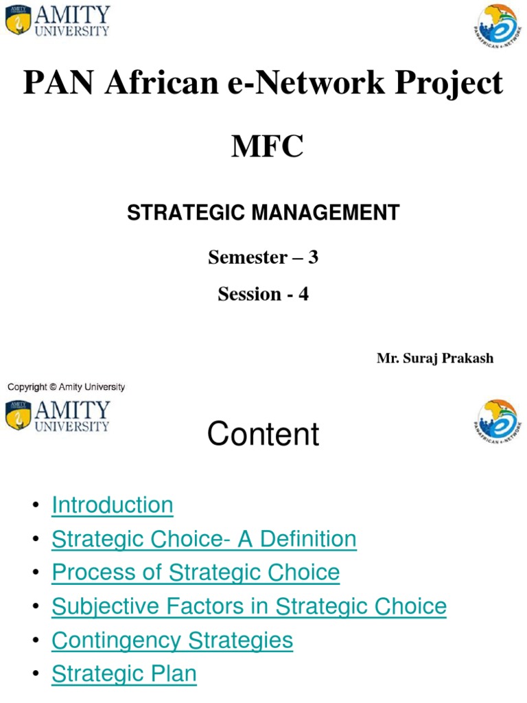 PAN African E-Network Project: Strategic Management Semester - 3 Session - 4 | PDF | Strategic ...