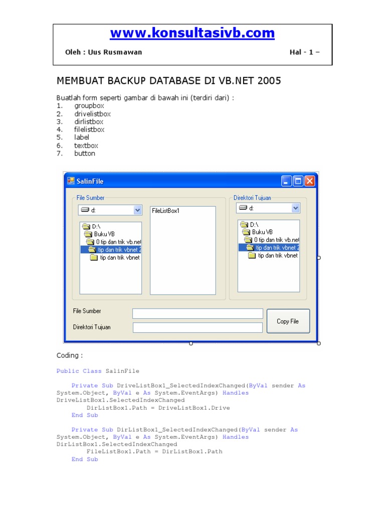 Membuat Backup Database Dengan VB Net | PDF | Filename | Information Technology Management