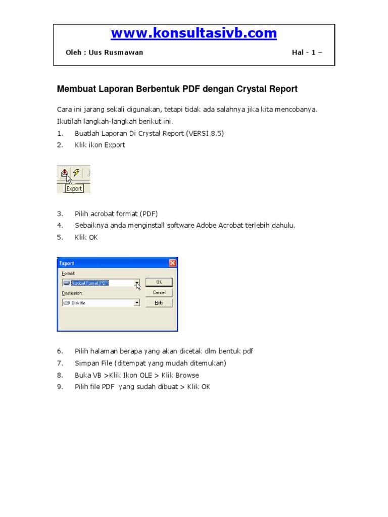 Membuat Laporan Berbentuk PDF Crystal Report | PDF