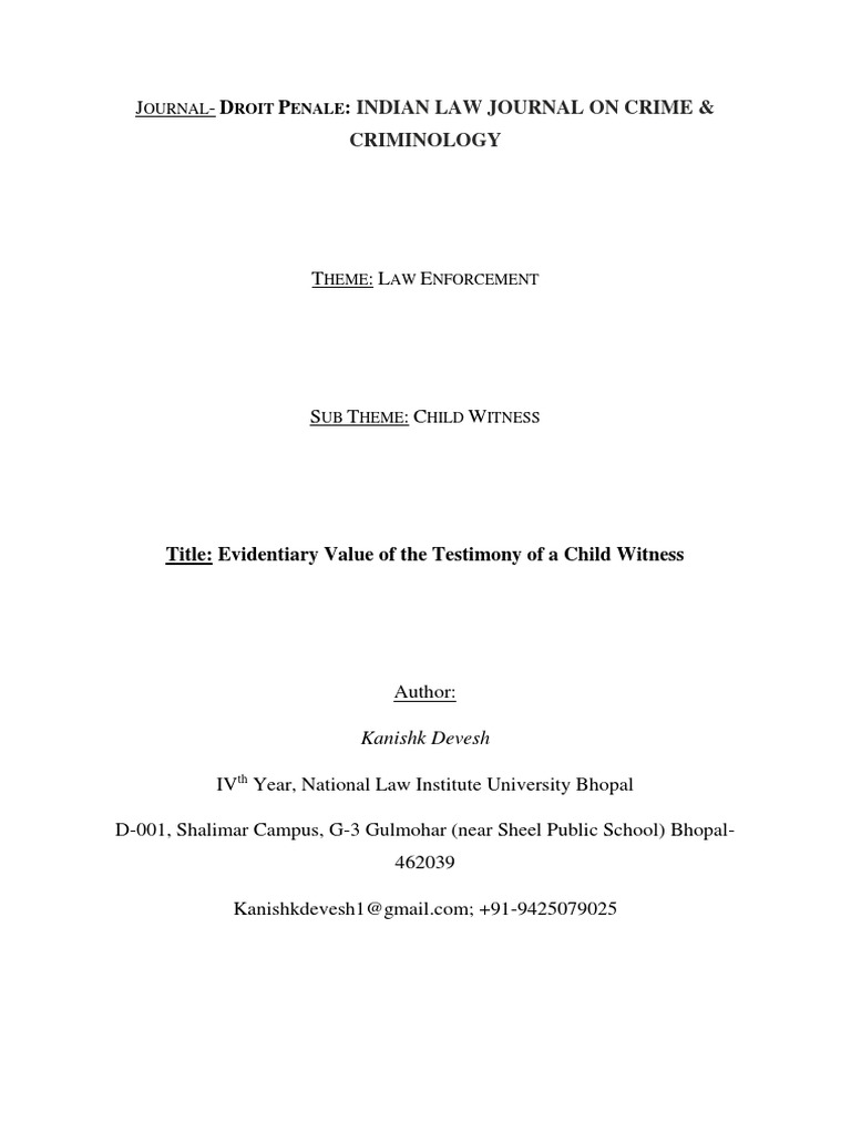 Testimony of A Child Witness | PDF | Witness | Testimony