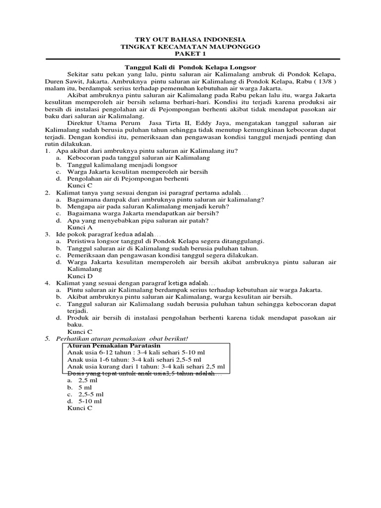 Soal Bindo Paket 1 | PDF