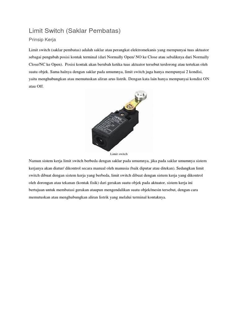 Pengertian dan Aplikasi Limit Switch | PDF | Sains & Matematika ...