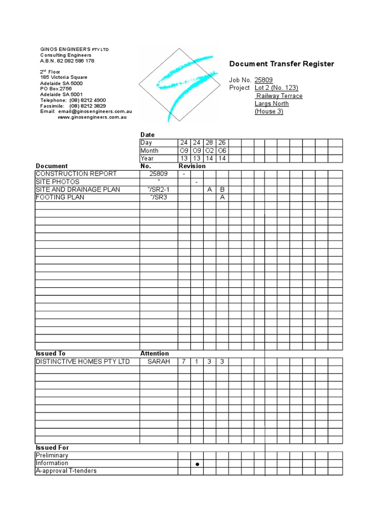 Document Transfer Register | PDF