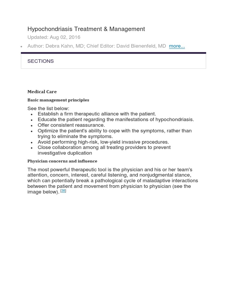 Hypochondriasis Treatment & Management: Updated: Aug 02, 2016 Author ...