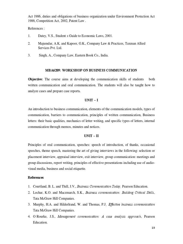 WBC Syllabus | PDF | Communication | Business