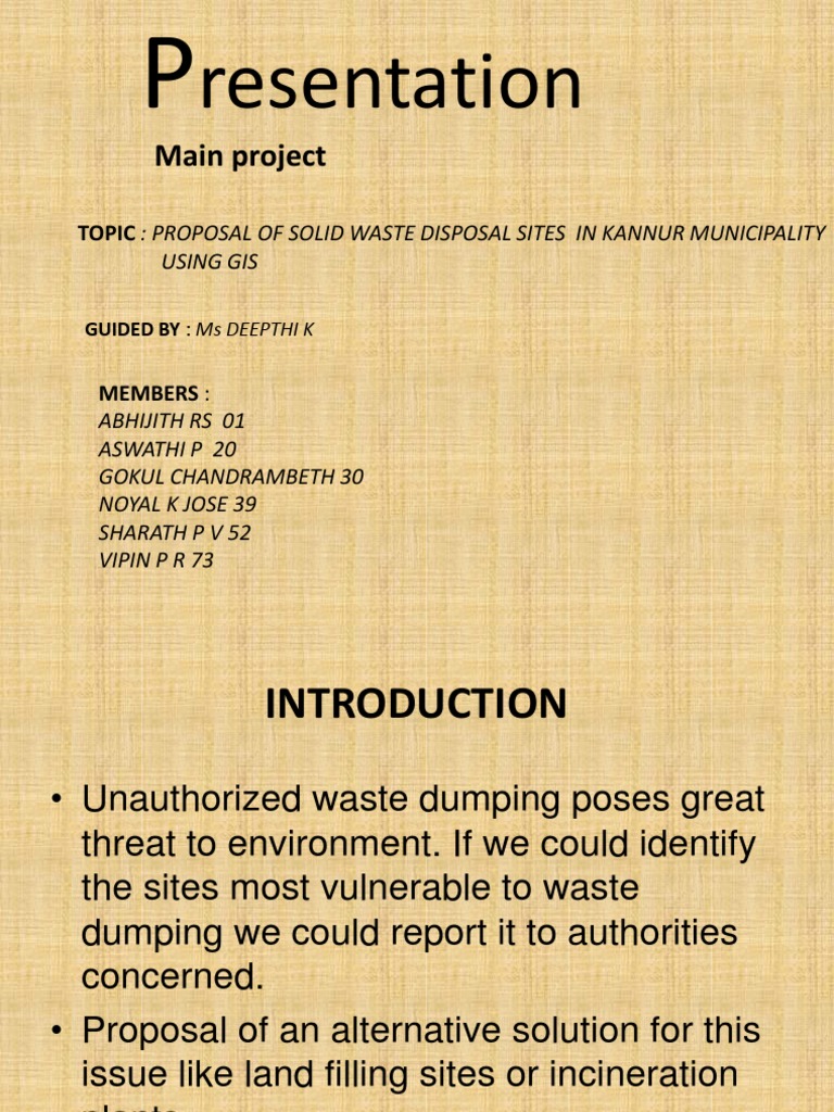Proposing Optimal Solid Waste Disposal Sites in Kannur Municipality ...
