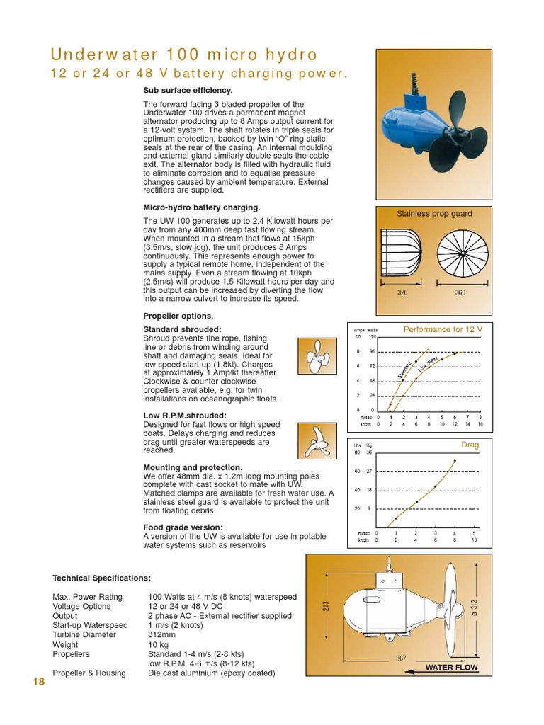 Underwater 100 Micro Hydro Turbine: Technical Specifications and ...