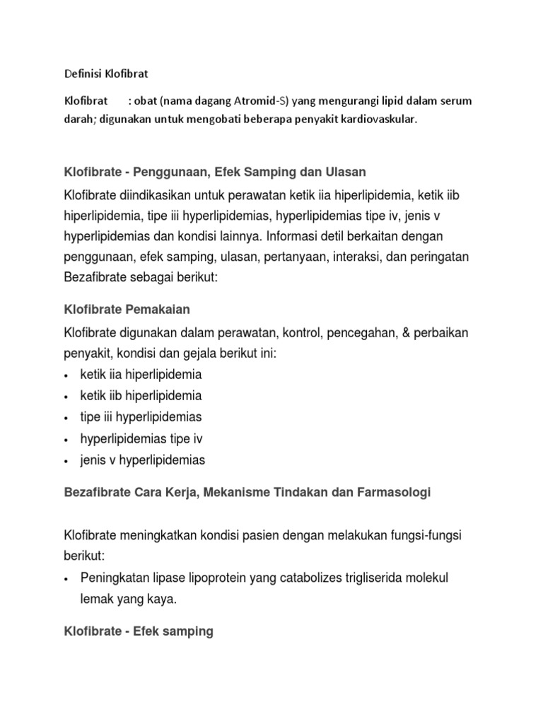 Definisi Klofibrat | PDF