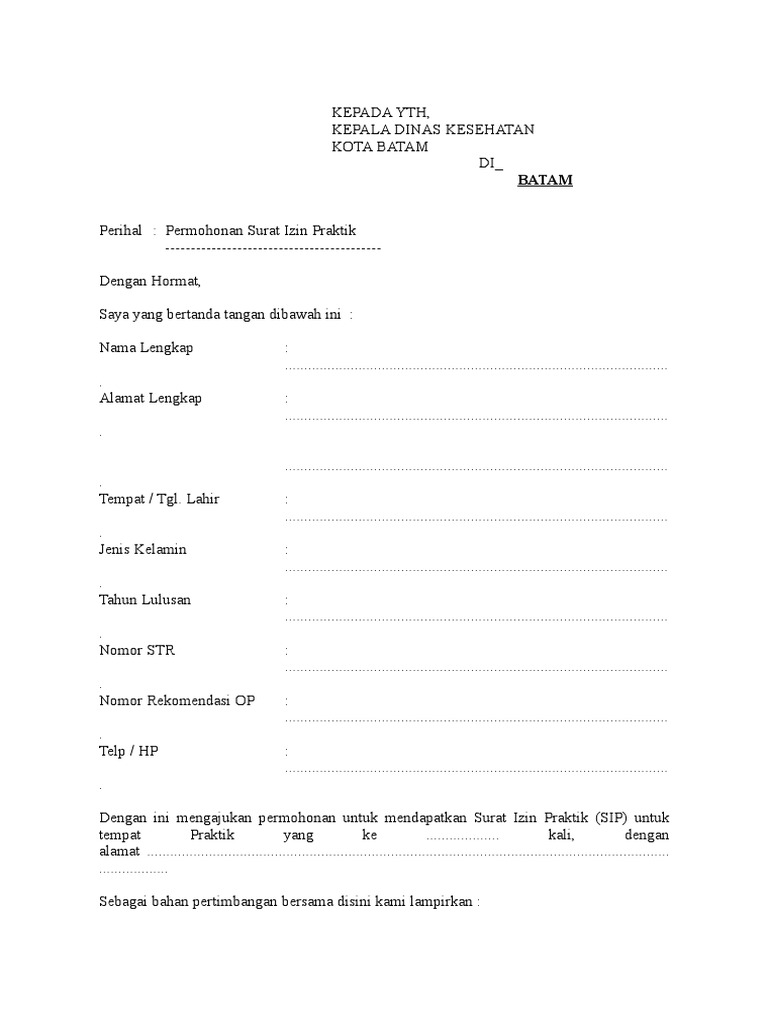 Surat Permohonan Sip Dokter | PDF