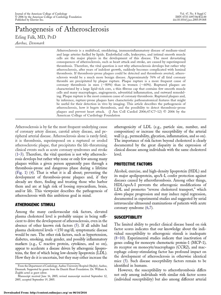 Pathogenesis of Atherosclerosis | PDF | Atherosclerosis | Atheroma