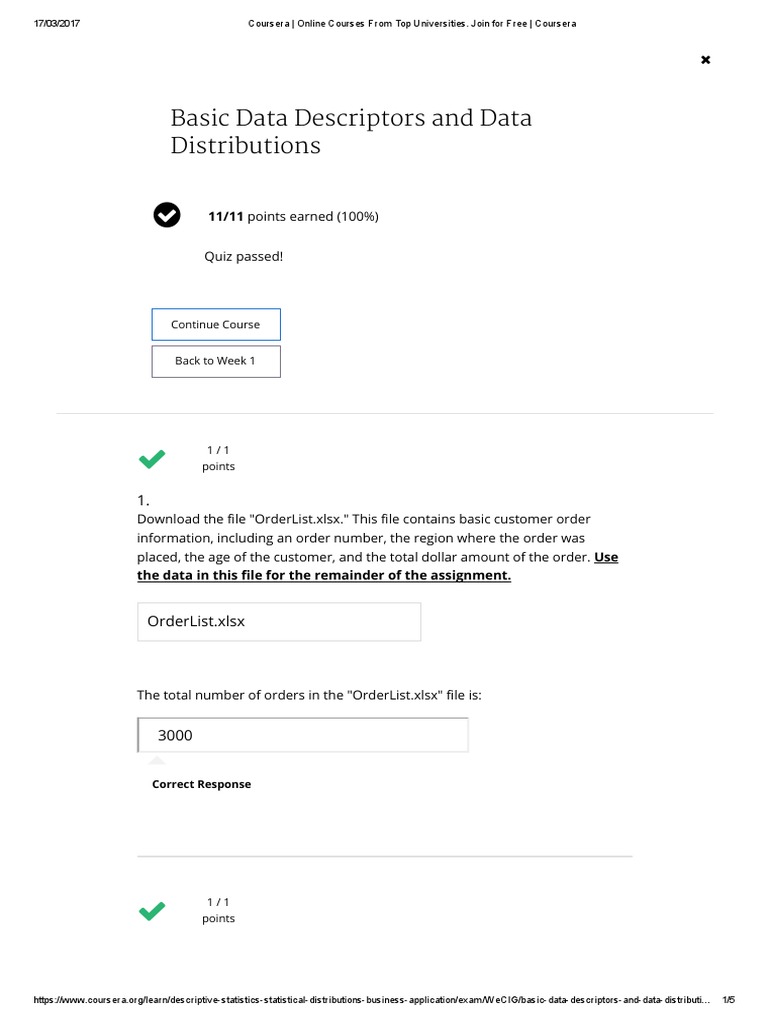 Coursera Data Analysis Course Completion | PDF | Median | Descriptive ...