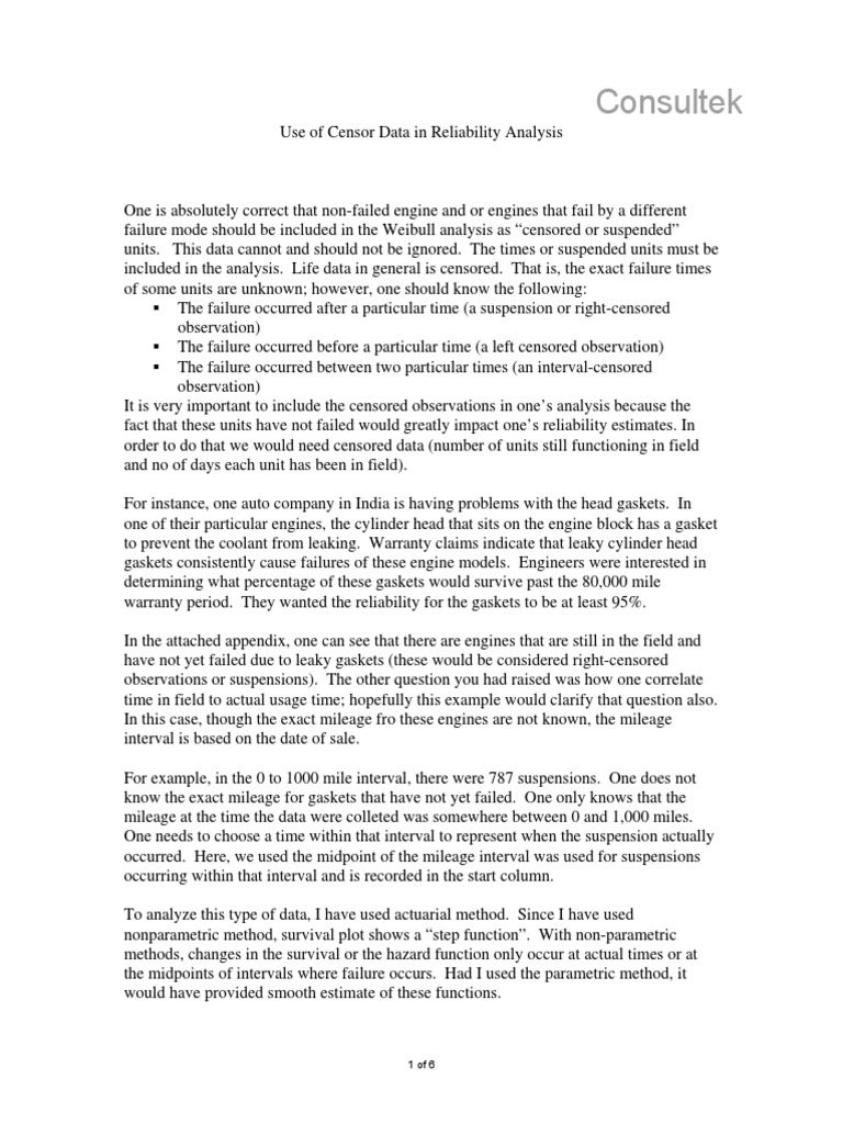 Example of Weibull Analysis | PDF | Nonparametric Statistics | Reliability Engineering