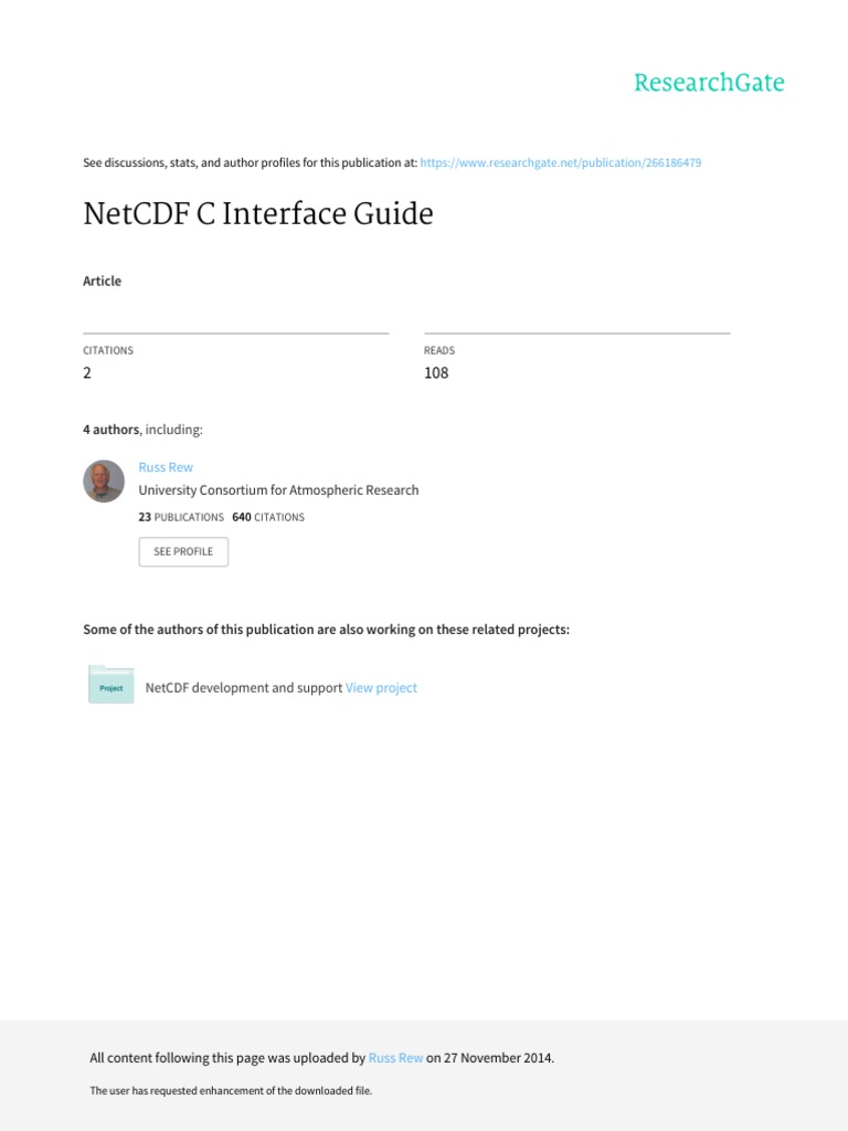 Netcdf C Interface Guide Pdf Library Computing C Programming Language 