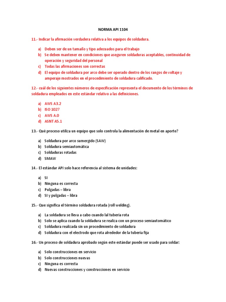 Norma API 1104: Requisitos de Soldadura | PDF