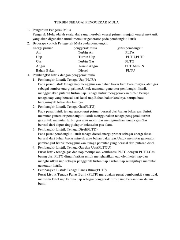 Turbin Sebagai Penggerak Mula | PDF