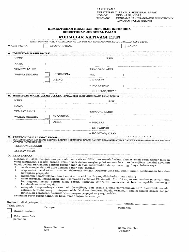 Formulir Aktivasi e Fin PDF | PDF