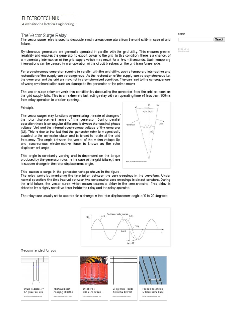 The Vector Surge Relay | PDF | Relay | Electrical Grid