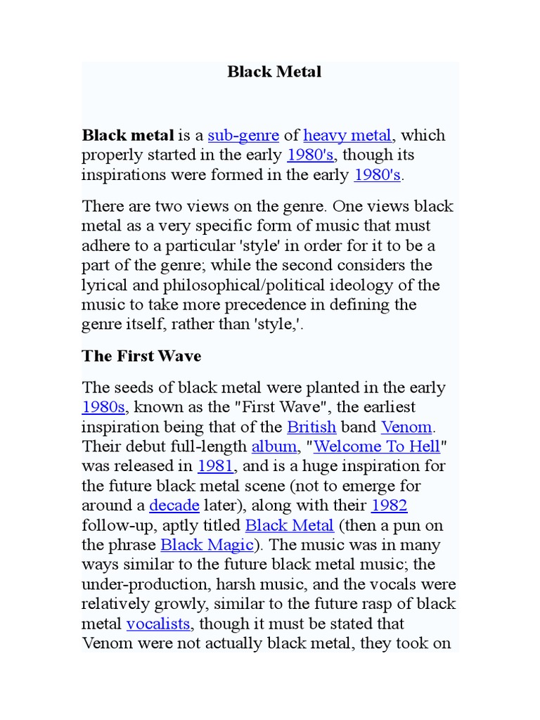 Black Metal | PDF | Heavy Metal Music | British Styles Of Music