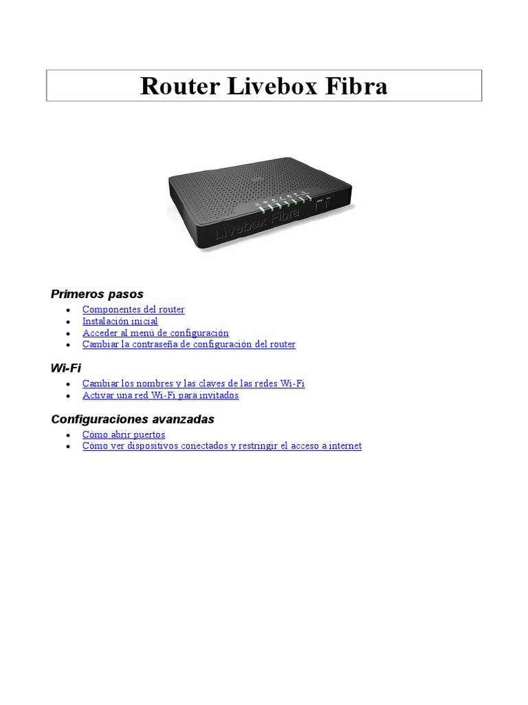 Router Livebox Fibra | PDF | Wifi | Enrutador (Computación)