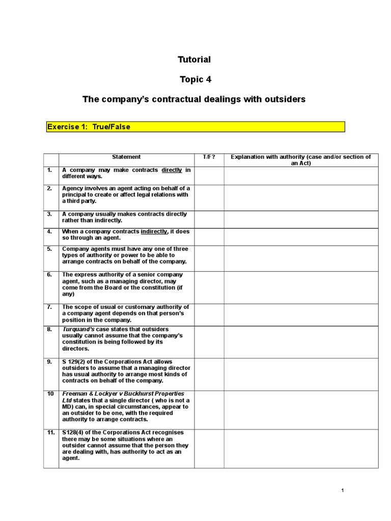 CL TUTORIAL Topic 4 Making Contracts Sem 1 2018 | Download Free PDF ...