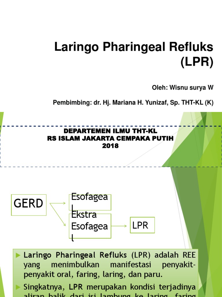Laringo Pharingeal Refluks (LPR) : Oleh: Wisnu Surya W Pembimbing | PDF