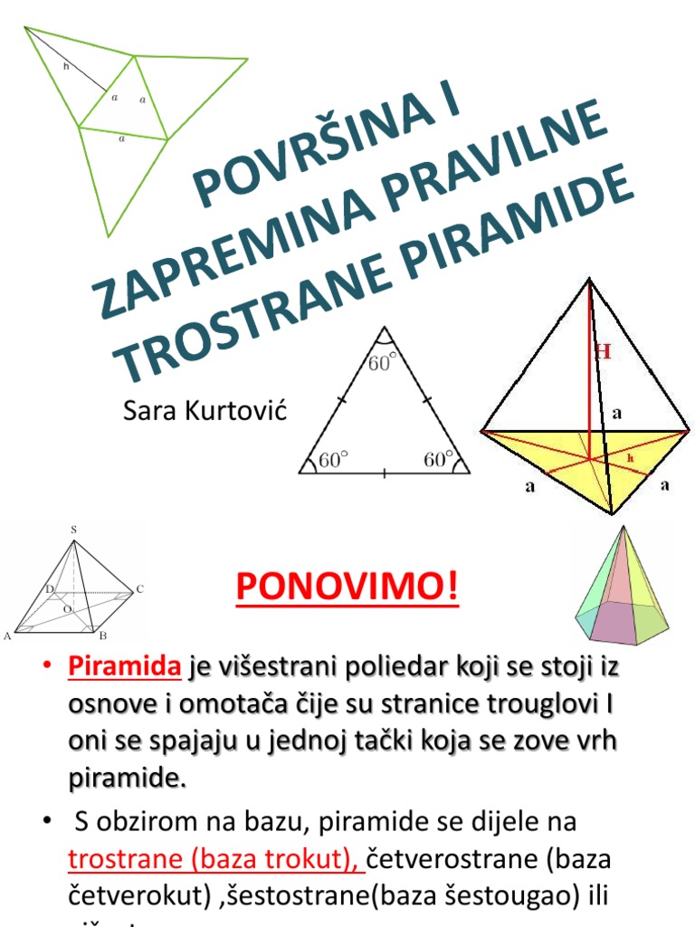 Površina I Zapremina Pravilne Trostrane Piramide | PDF
