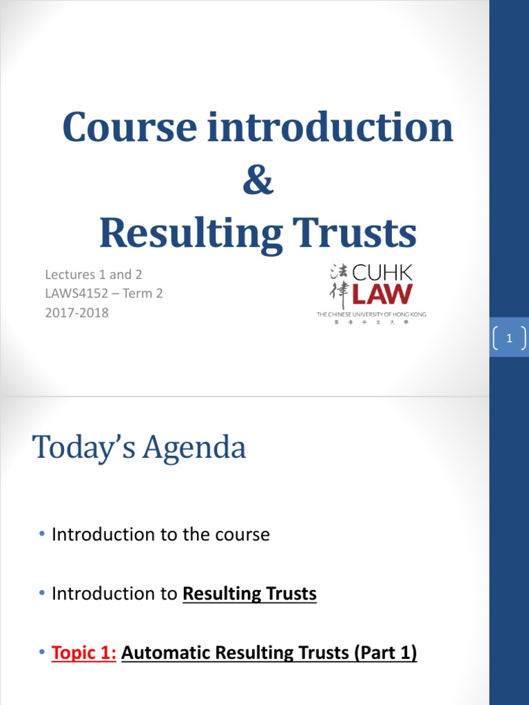 Lecture 1 & 2 - Automatic Resulting Trusts | PDF | Trust Law | Private Law