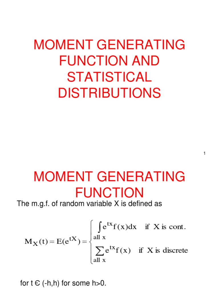Moment Generating Functions & Distributions | PDF | Probability ...