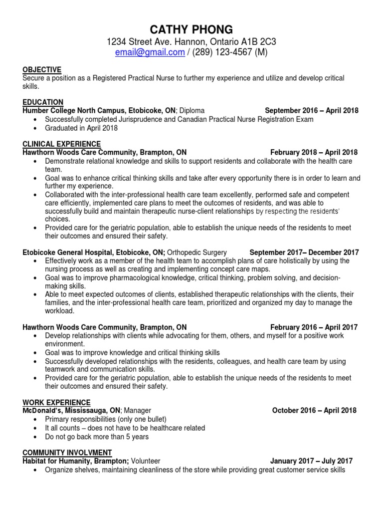 Cathy Phong's Resume | PDF | Nursing | Health Care