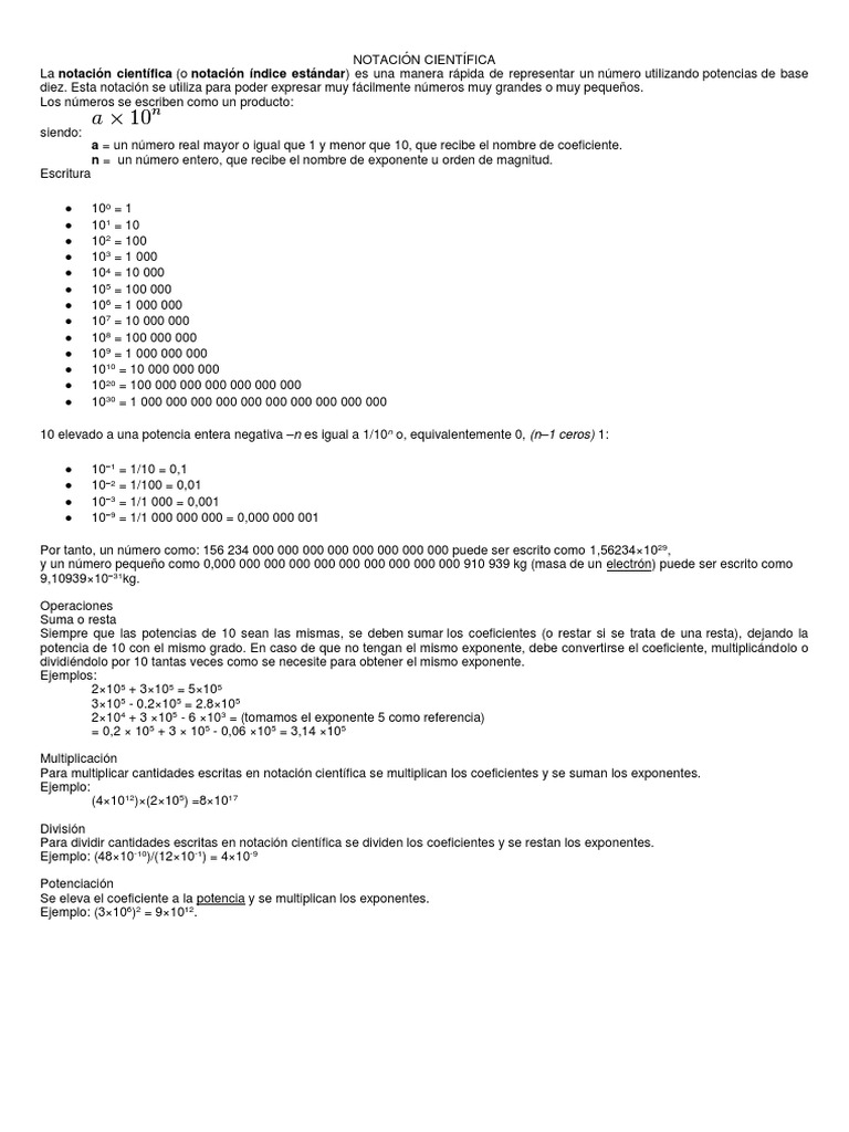 Notación Científica | PDF | Teoría de los números | Observación científica